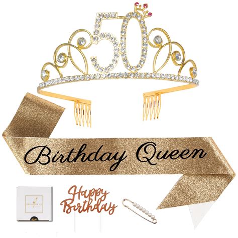 Buy 50th Birthday Crown For Women 50th Birthday Queen Sash And Tiara