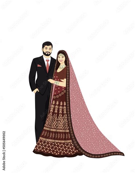 Download Bride And Groom In Wedding Dress Indian Style Stock Vecto
