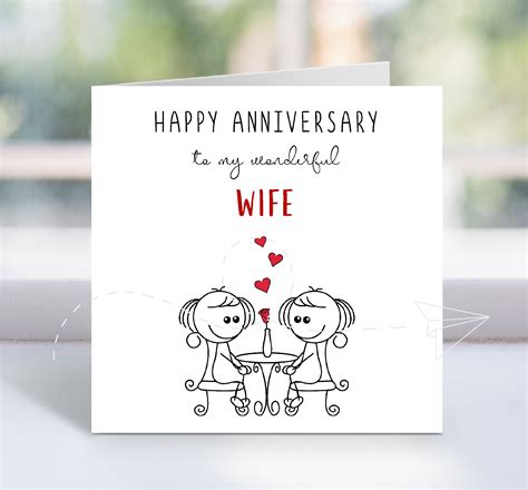 Same Sex Wife Wedding Anniversary Card X Blank Inside Fun Romantic Gay Lesbian Greeting