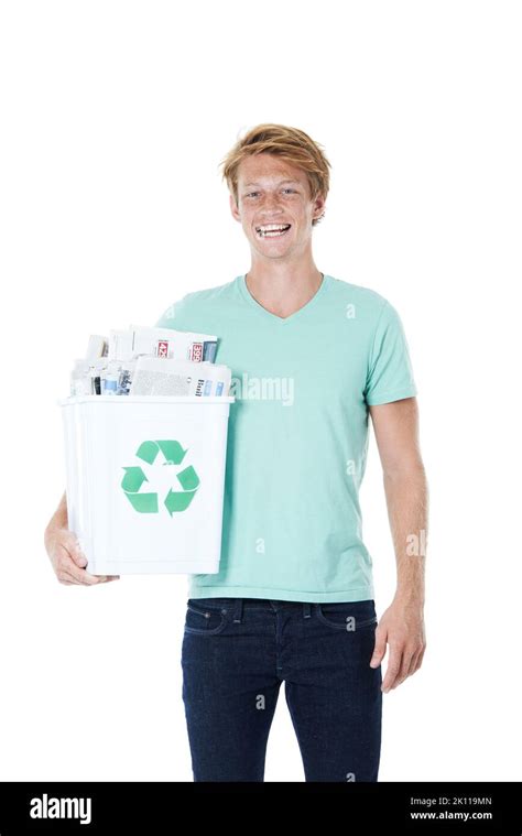 Conservation Is My Cause A Friendly Young Red Headed Man Holding A Recycling Bin Filled With
