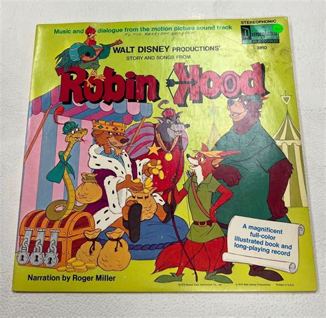 1973 Walt Disney Robin Hood Vinyl Record 3810 Disneyland Ss261