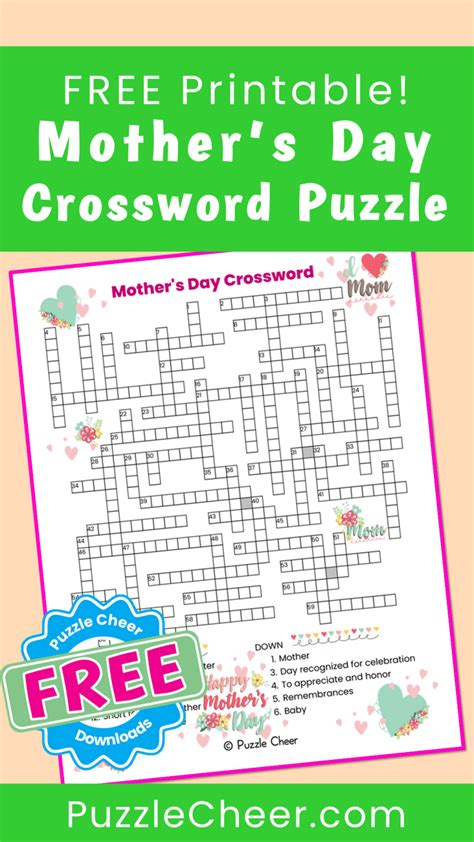 Mother S Day Crossword Puzzle Puzzle Cheer