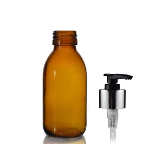 125ml Amber Glass Syrup Bottle And Premium Lotion Pump Ampulla Ltd