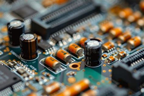 Electronic Circuit Board Showing Capacitors And Resistors Close Up