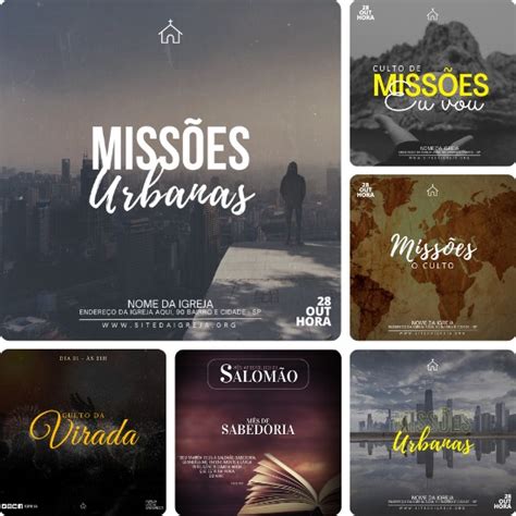 Artes Para Igrejas Gospel Editáveis No Canva 03 Pack Com 26 Posts