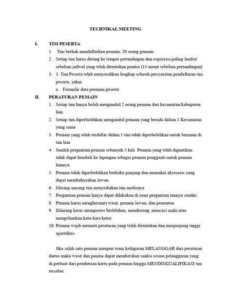 Technikal Meeting Pdf Olahraga And Rekreasi