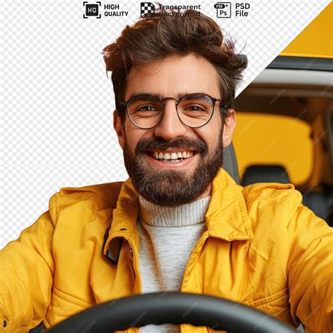 Psd Prueba De Conducción Joven Apuesto Hombre De Cabello Oscuro