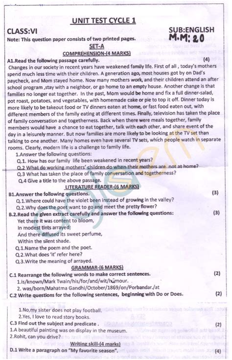 Class 6 English Question Paper Kerala Syllabus At Bianca Agnes Blog