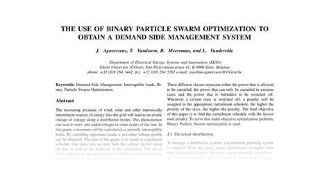 The Use Of Binary Particle Swarm Optimization To Obtain A Demand Side