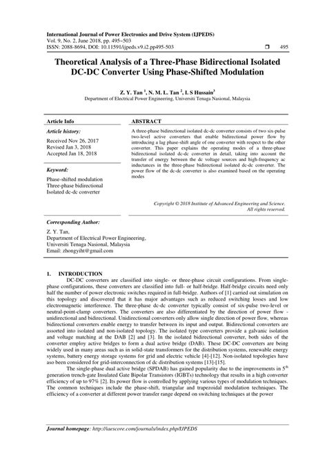 Pdf Theoretical Analysis Of A Three Phase Bidirectional Isolated Dc Dc Converter Using Phase