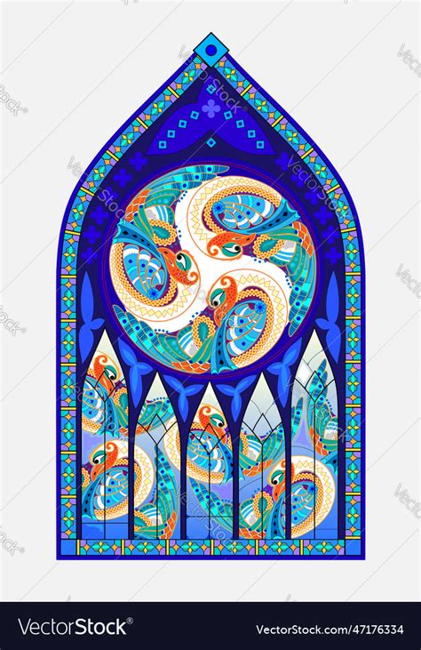 Colorful Stained Glass Window Gothic Royalty Free Vector