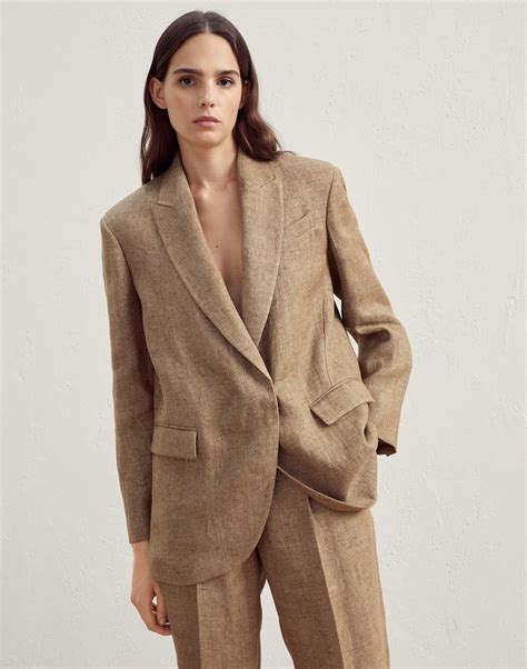 Пиджак из льна 231mh5862510 Женщина Brunello Cucinelli Женский блейзер Модные брюки Пиджак
