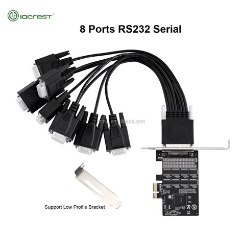 IOCREST Pcie 8 Ports RS232 DB9 Serial I O Card PCI Express Controller Card Support Low Profile
