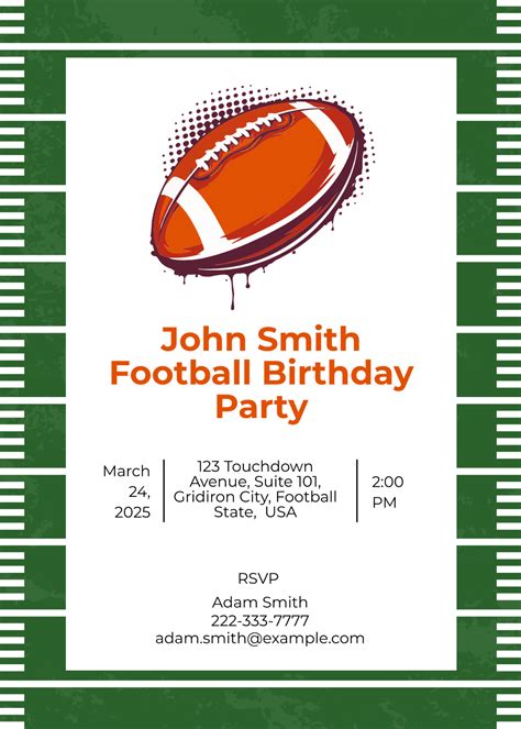 Free Yellow Football Invitation Template To Edit Online