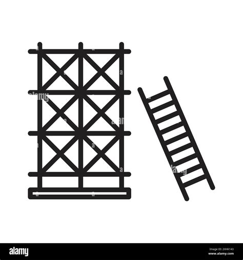 Scaffolding Icon Black Line Art Vector In Black And White Outline Set