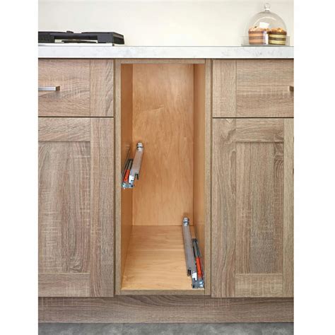 REV A SHELF Base Cabinet Organizer With Utensil Bins Natural Maple Bottom Side Mount