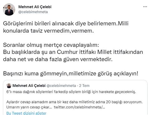 Mehmet Ali Çelebi Cumhur İttifakı dedi