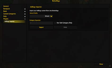 Betterbags Adibags Importer World Of Warcraft Addons Curseforge