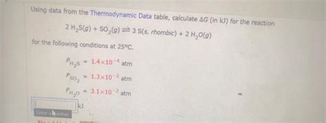 Solved Using data from the Thermodynamic Data table, | Chegg.com