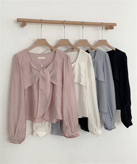 리레스트 하객룩여리핏 리본블라우스 타이블라우스 리본타이블라우스 셔링블라우스