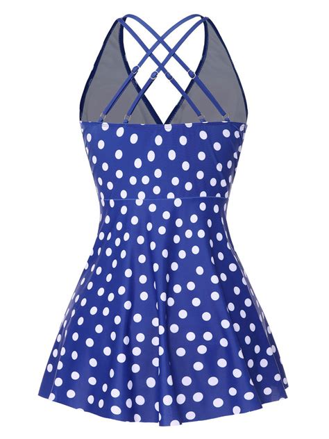 1930s Cross Straps Polka Dots Swimsuit Retro Stage