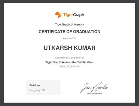 Hello Connections I Am Pleased To Share That I Have Earned The Tigergraph Associate