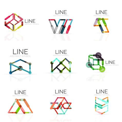 Premium Vector Set Of Linear Abstract Logos Connected Multicolored Segments Lines In