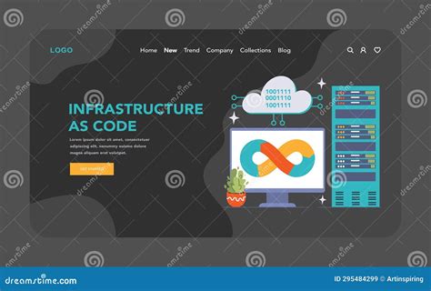 Devops Web Banner Or Landing Page Dark Or Night Mode Stock Illustration Illustration Of