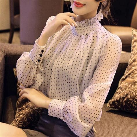 Summer Woman Top Blouse Lace Chiffon Women Shirt Long Sleeve Tops