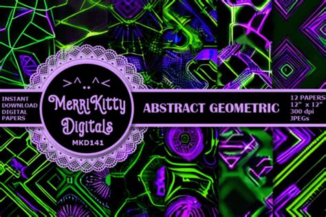 Purple And Green Abstract Geometric Papers Graphic By Merrikitty Digitals