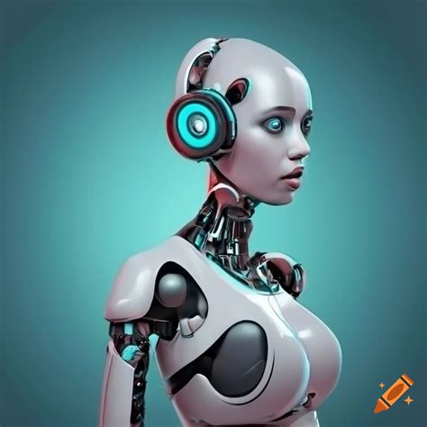 A D Futuristic Ai Robot Girl Emoticon With Computer Parts Headphone