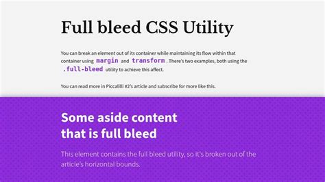 Piccalilli Css Utility — Issue 2 — Full Bleed Utility