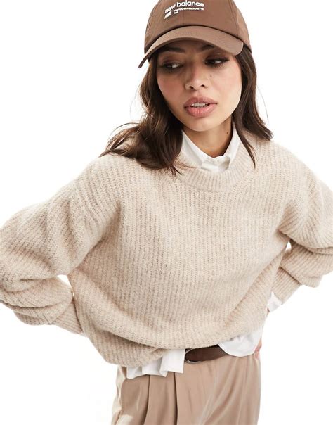 Asos Design Fluffy Crew Neck Sweater