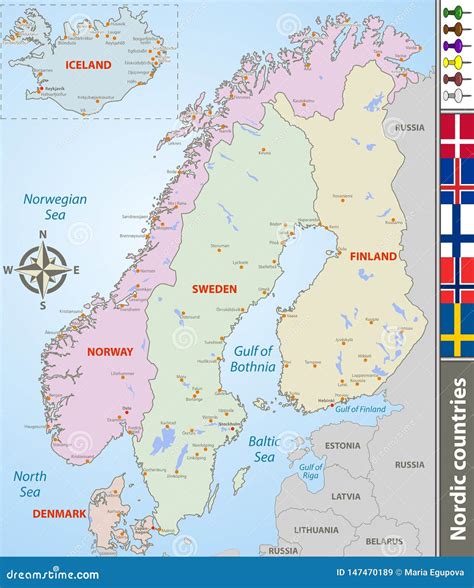 Mapa de pa ses n rdicos ilustración del vector Ilustración de islandia