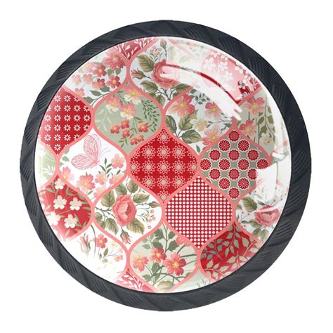 4 Pcs Floral Pattern Knobs For Kitchen Cabinet Cupboard Dresser