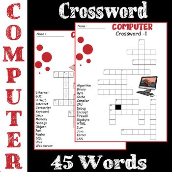 COMPUTER SCIENCE TERMS Vocabular Crossword Puzzle All About COMPUTER