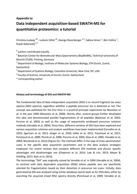 PDF Data Independent Acquisition Based SWATH MS For Quantitative