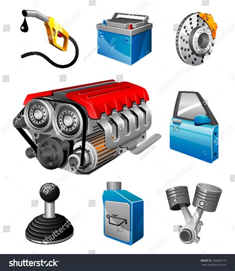 Car Part Icons Stock Vector Royalty Free 166846175 Shutterstock