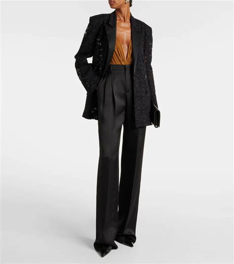 Saint Laurent Satin Trimmed Guipure Lace Tuxedo Jacket Saint Laurent