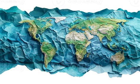 Textured Crumpled Paper World Map Cut Out Stock 45910792 Png