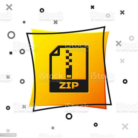블랙 지퍼 파일 문서 아이콘입니다 흰색 배경에 고립 된 지퍼 버튼 아이콘을 다운로드 합니다 Zip 파일 기호입니다 노란색