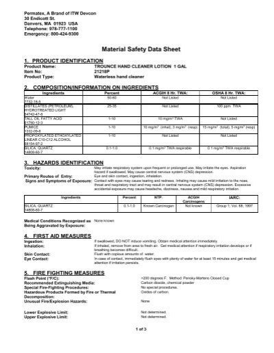 Material Safety Data Sheet Devcon