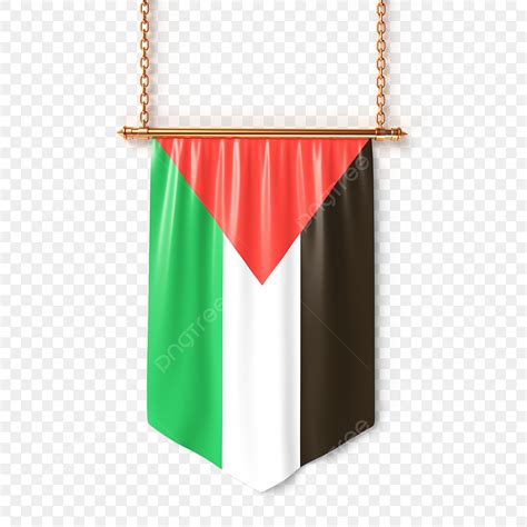 Pennant 3d PNG Waving Pennant With The Flag Of Palestine 3d