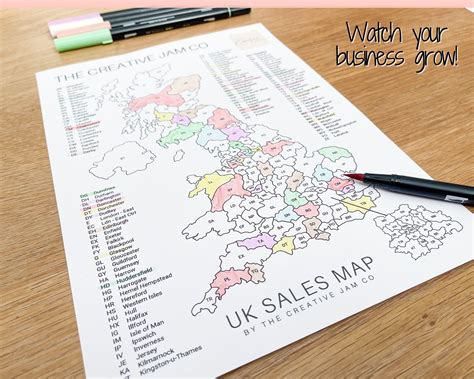 EDITABLE UK Postcode Sales Map Business Sales Map Colour In Map Etsy Sales Post Code
