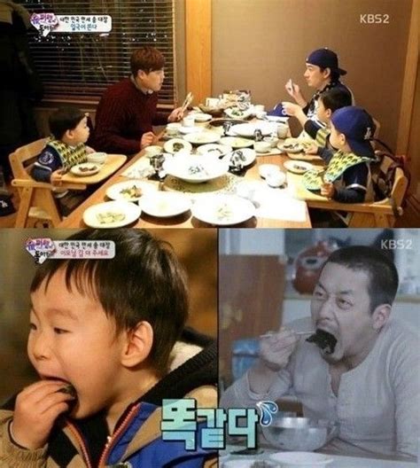 슈퍼맨이 돌아왔다 삼둥이 김 먹방 하정우와 비교해보니