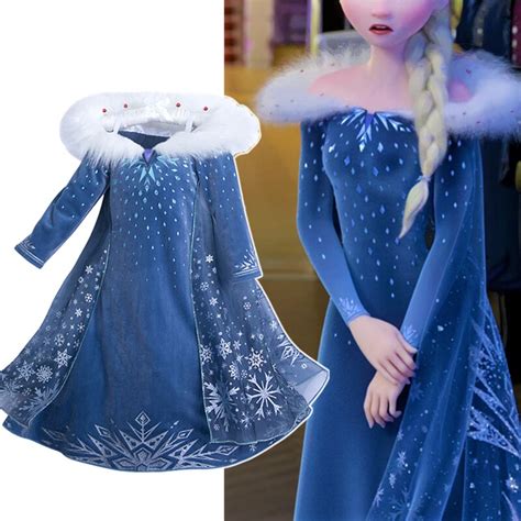 Wfrv Anna Elsa 2 Menina Princesa Vestido Snow Queen Halloween Cosplay