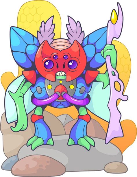 Cartoon Alien Bug From Outer Space Funny Illustration Stock Vector