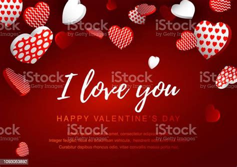 발렌타인 수평 인사말 카드입니다 발렌타인 디자인 배너 전단지 회보 그림 엽서 텍스트를 위한 공간입니다 벡터 일러스트입니다 당신을 사랑해요 14에 대한 스톡 벡터 아트 및
