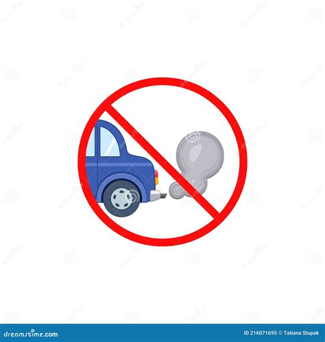 No Idling Turn Off Engine Prohibition Sign On White Background Vector