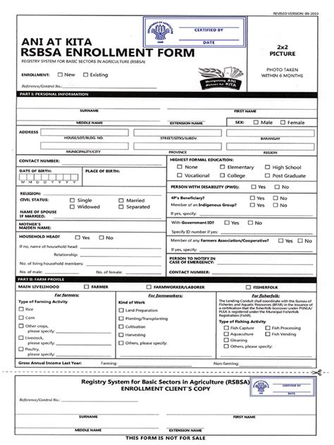 Rsbsa Enrollment Form Pdf